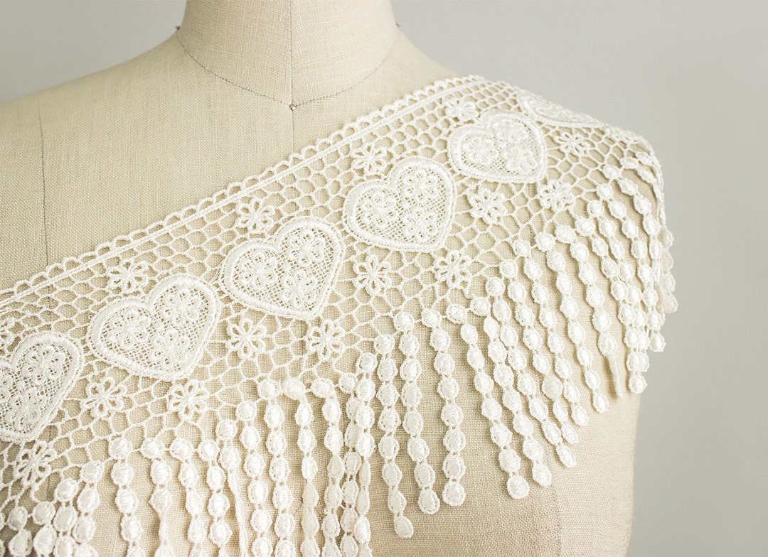 Julia Ivory Hearts Venetian Lace Trim / High Quality Rayon / Vintage ...