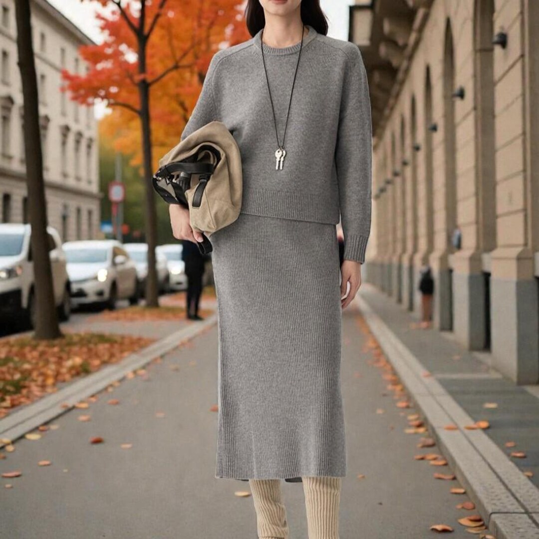 Sheep Wool Knitted Midi Skirt | High Waist Slim Straight Mid-length ...