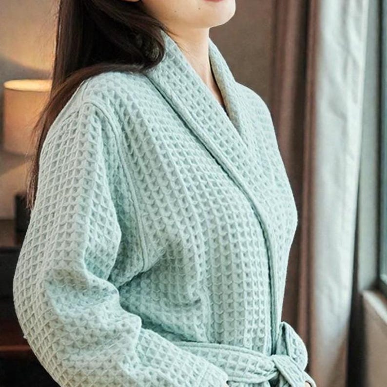 Japanese-style Cotton Honeycomb Waffle Robe for Women | Long Indoor ...