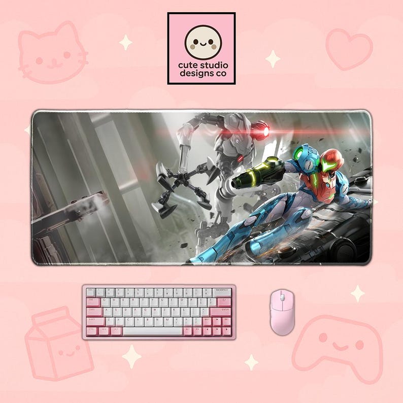 Metroid Dread Inspired Desk Mat Samus Vs EMMI Art Gaming Mousepad Sci ...