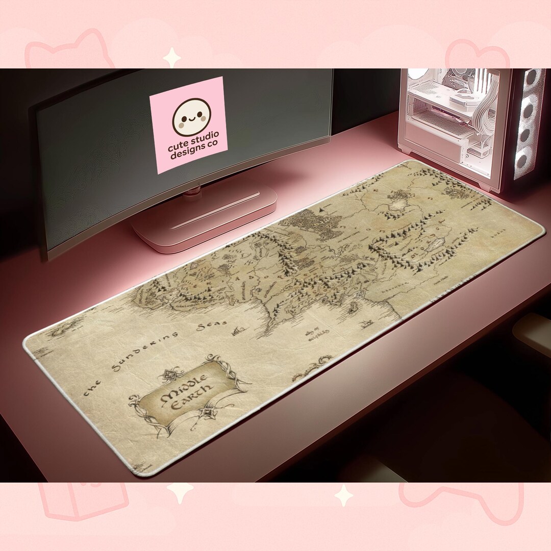 Middle Earth Map Mousepad | Lord of the Rings Desk Mat | Fantasy XL ...
