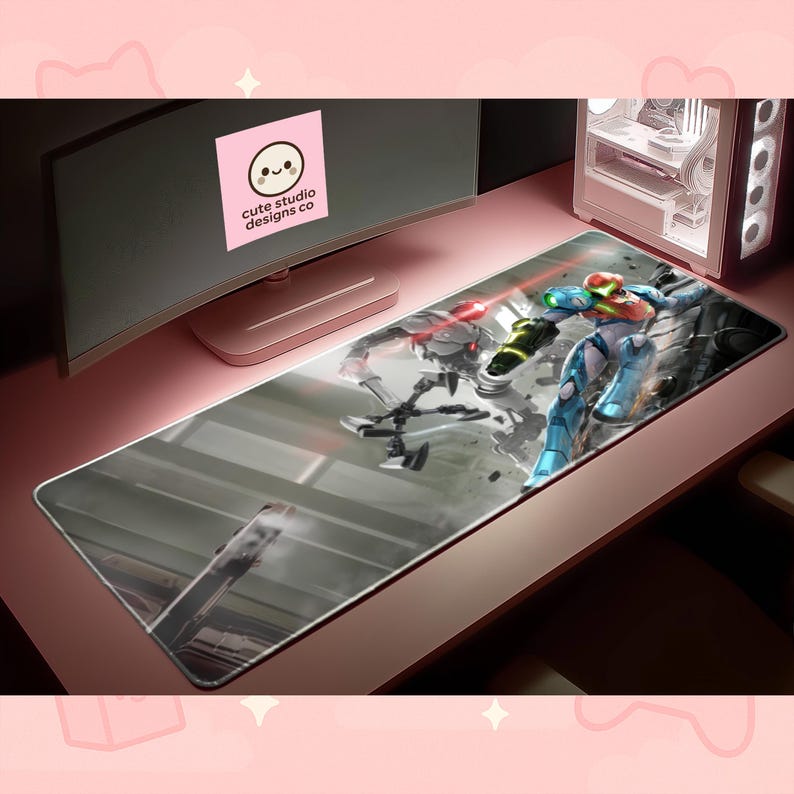 Metroid Dread Inspired Desk Mat Samus Vs EMMI Art Gaming Mousepad Sci ...