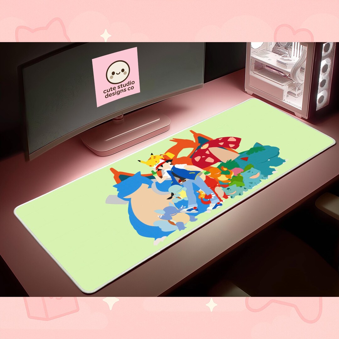 Pokémon Trainer Desk Mat | Kanto Starter Mouse Pad | Pikachu Charizard ...