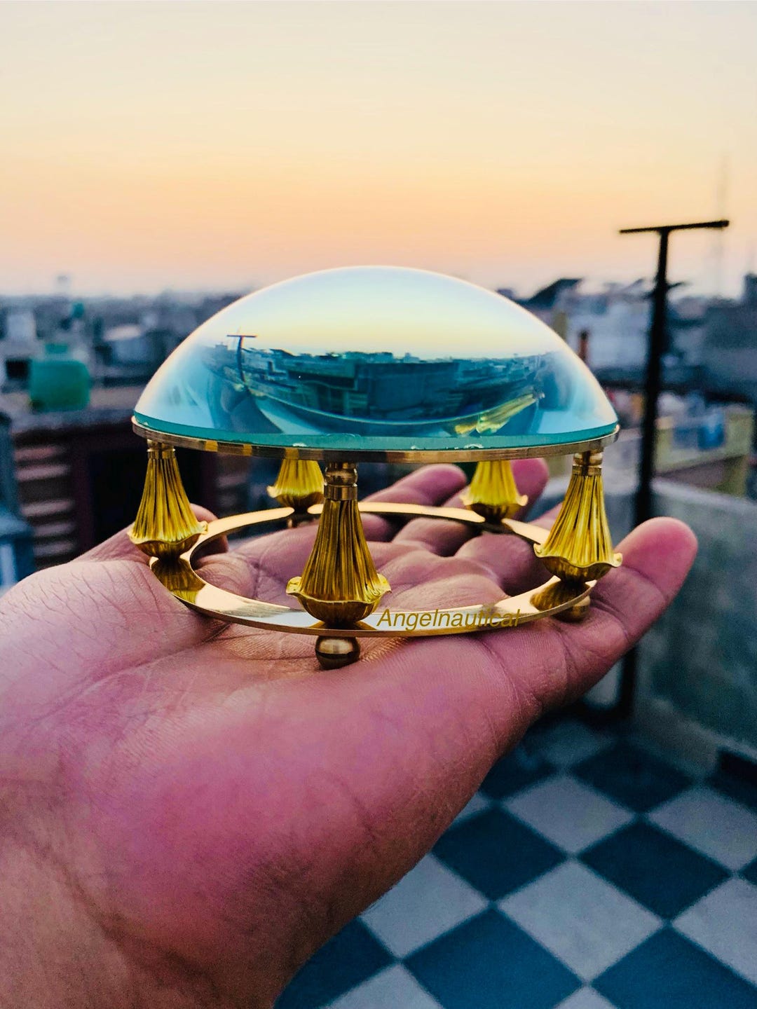 Brass Dome Magnifying Glass Paperweight – Desktop Magnifier for Reading ...