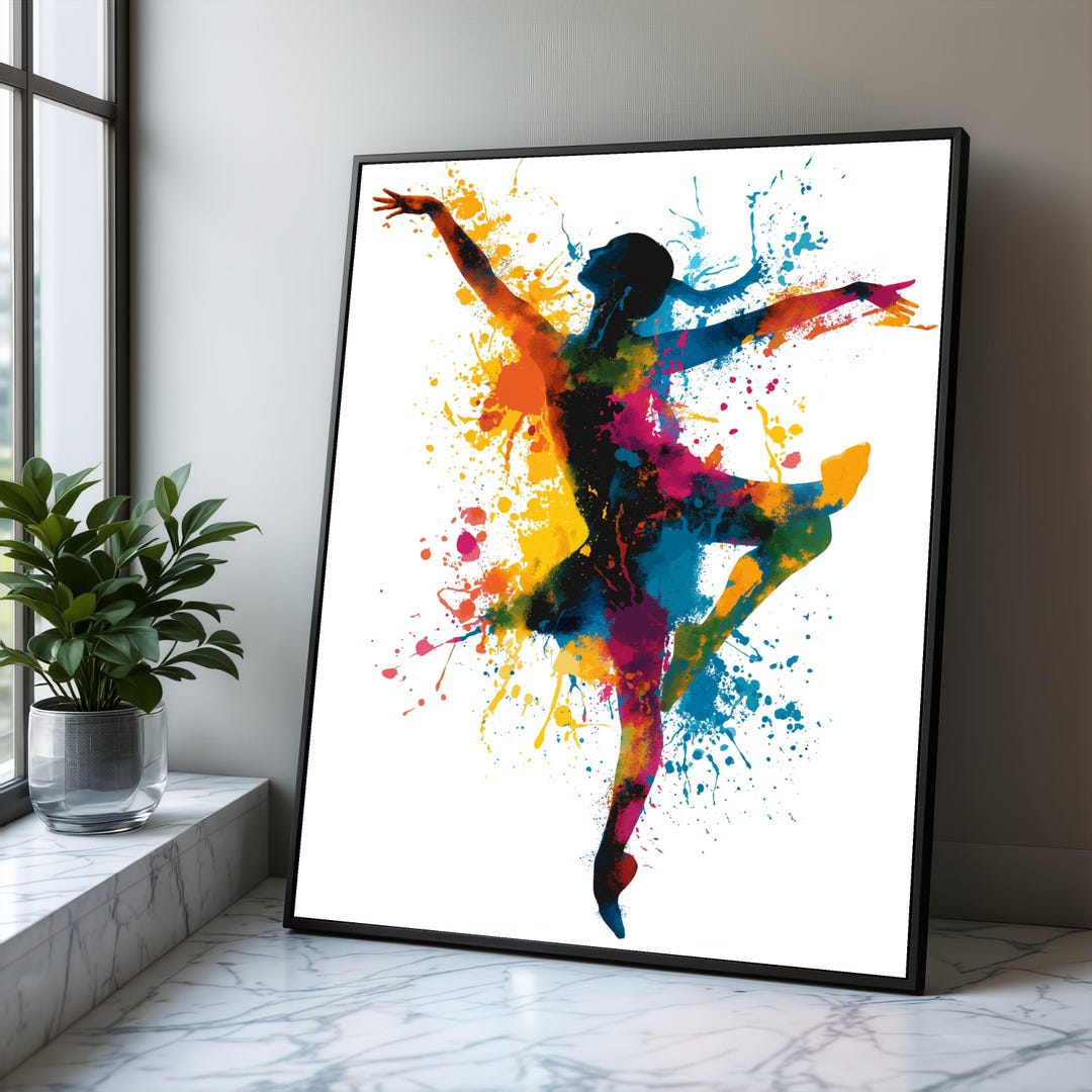 Vibrant Ballet Dancer Silhouette Canvas, Color Splash Art, Dance Wall ...