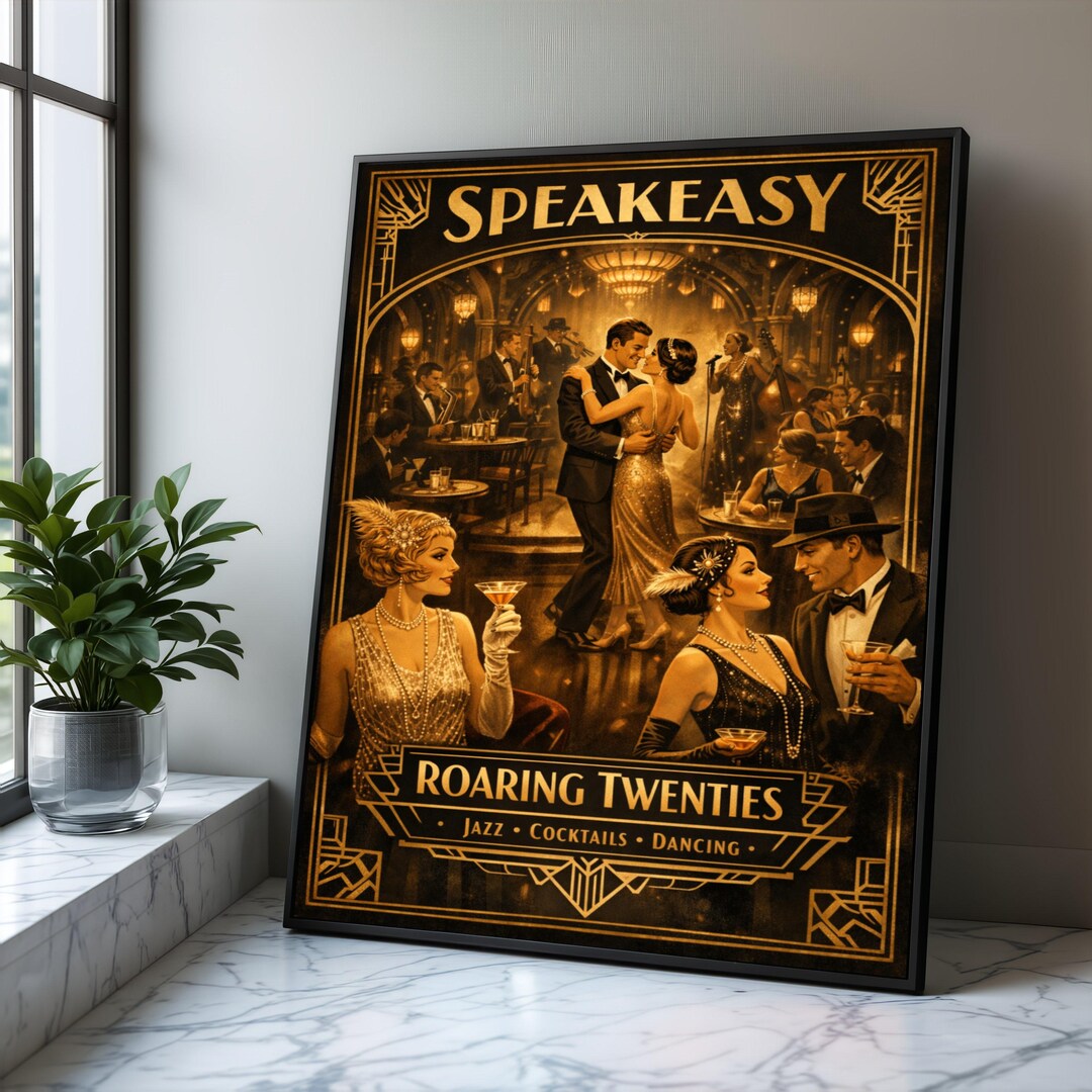 Roaring Twenties Speakeasy Canvas Art, 1920s Jazz Club Wall Decor ...