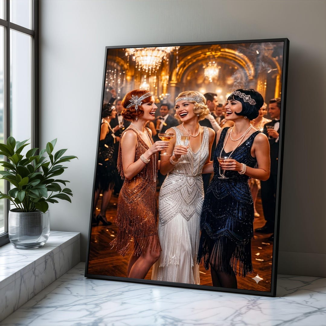 Glamorous 1920s Flapper Party Canvas, Vintage Roaring Twenties Wall Art ...