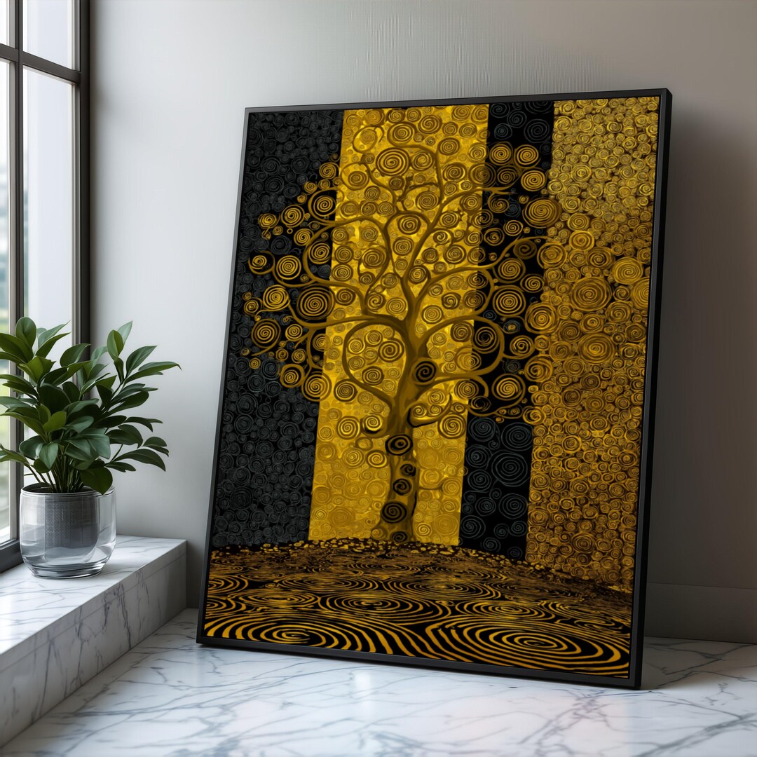 Gustav Klimt Golden Tree Canvas Print, Modern Abstract Swirls - Etsy
