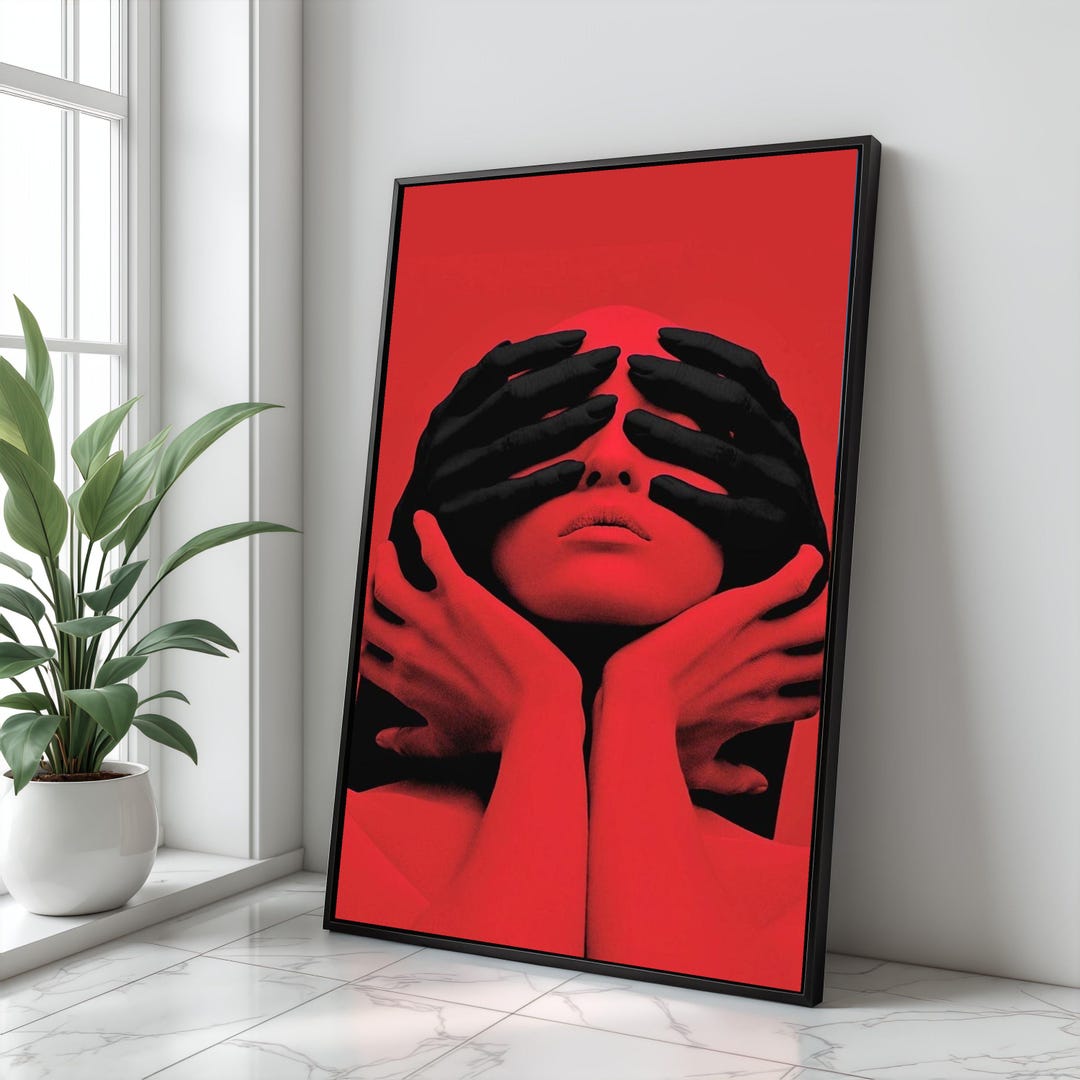 Red and Black Hands Canvas Art, Modern Surrealism, Edgy Home Decor - Etsy