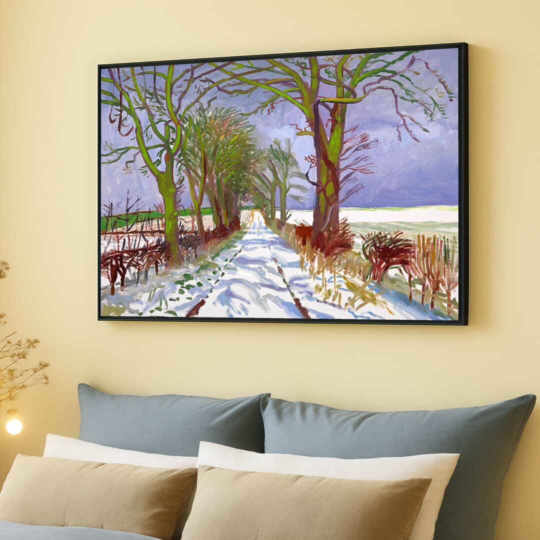 David Hockney Winter Landscape Canvas Art, Snowy Pathway Print - Etsy