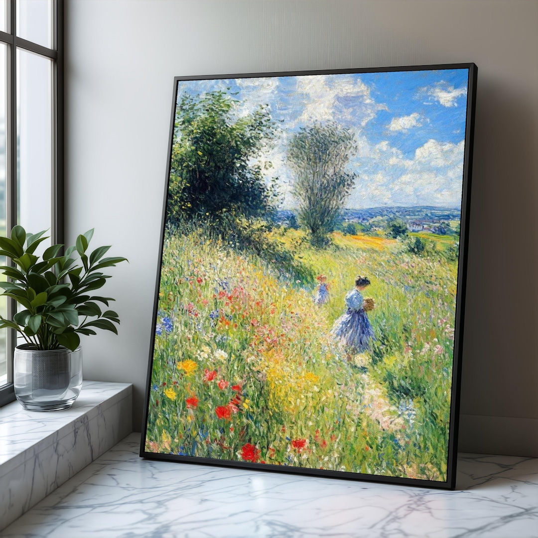 Monet Meadow Canvas Print, Impressionist Floral Field Art - Etsy