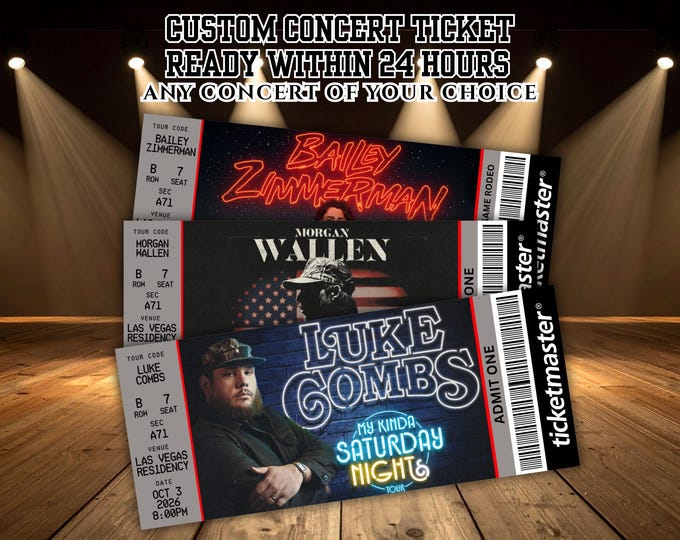 Physical Horizontal Ticket Custom Personalized Laminated Concert Ticket ...