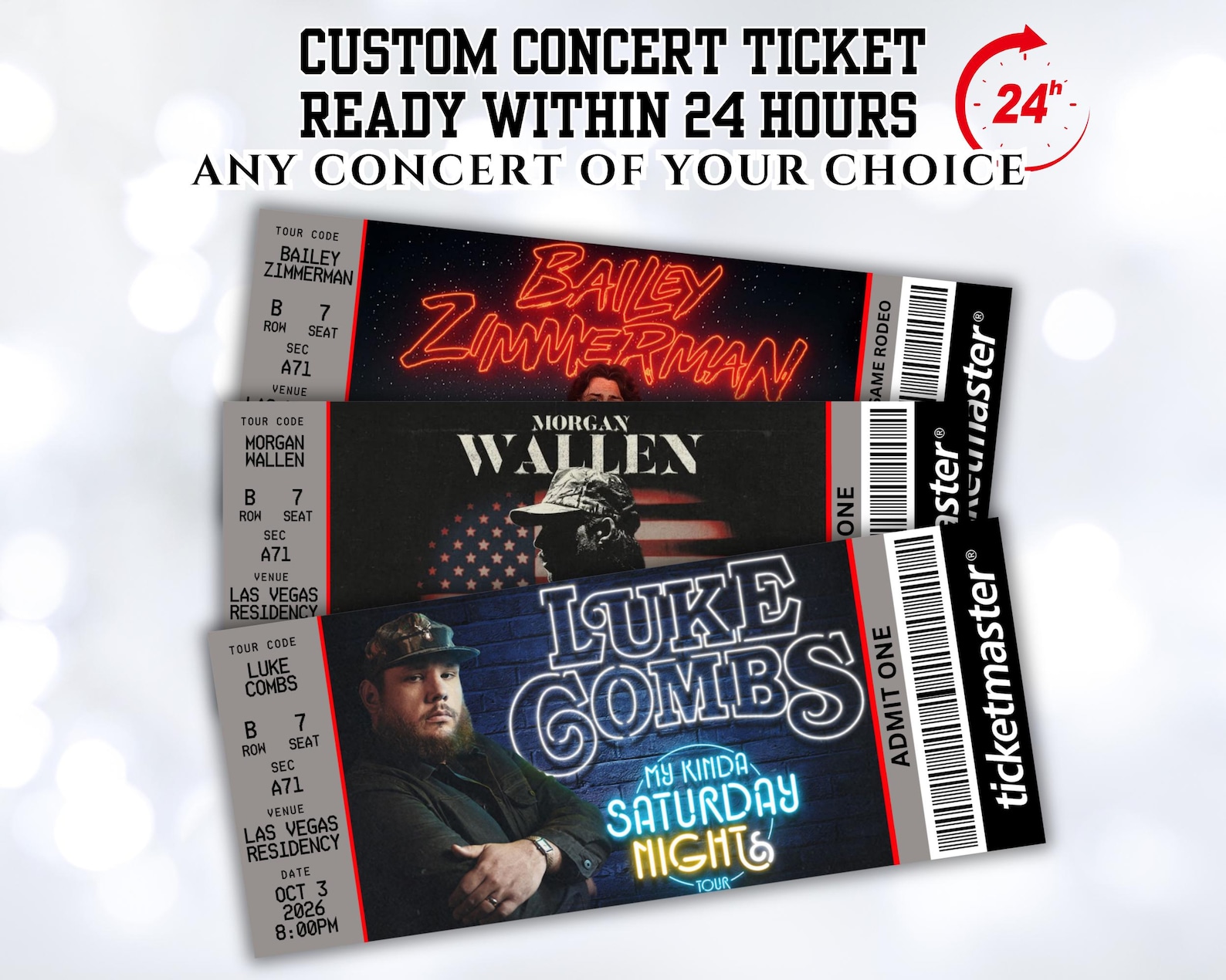 Custom Concert Tickets, Printable Ticket, Digital Custom Personalized ...
