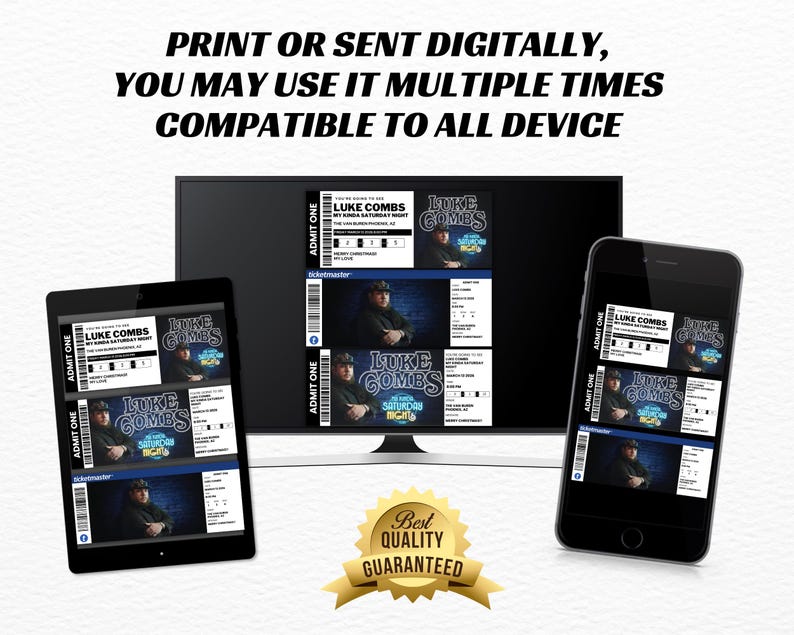Editable Luke Combs Tour Ticket, Tour Ticket, Luke Combs My Kinda ...