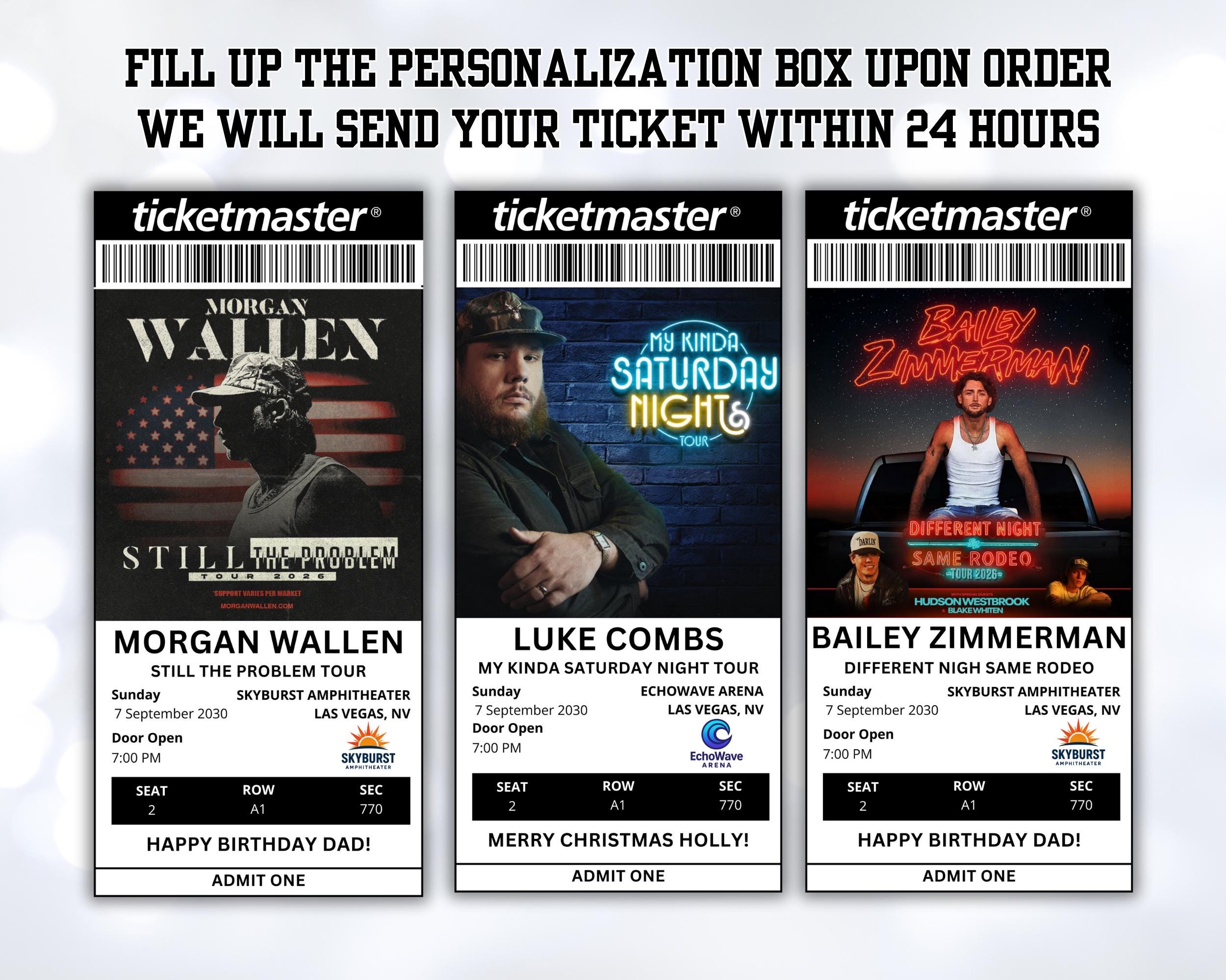 Custom Concert Tickets, Printable Ticket, Digital Custom Personalized ...