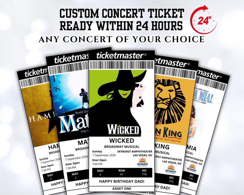 Custom Theatre Tickets, Printable Broadway Ticket, Digital Custom ...