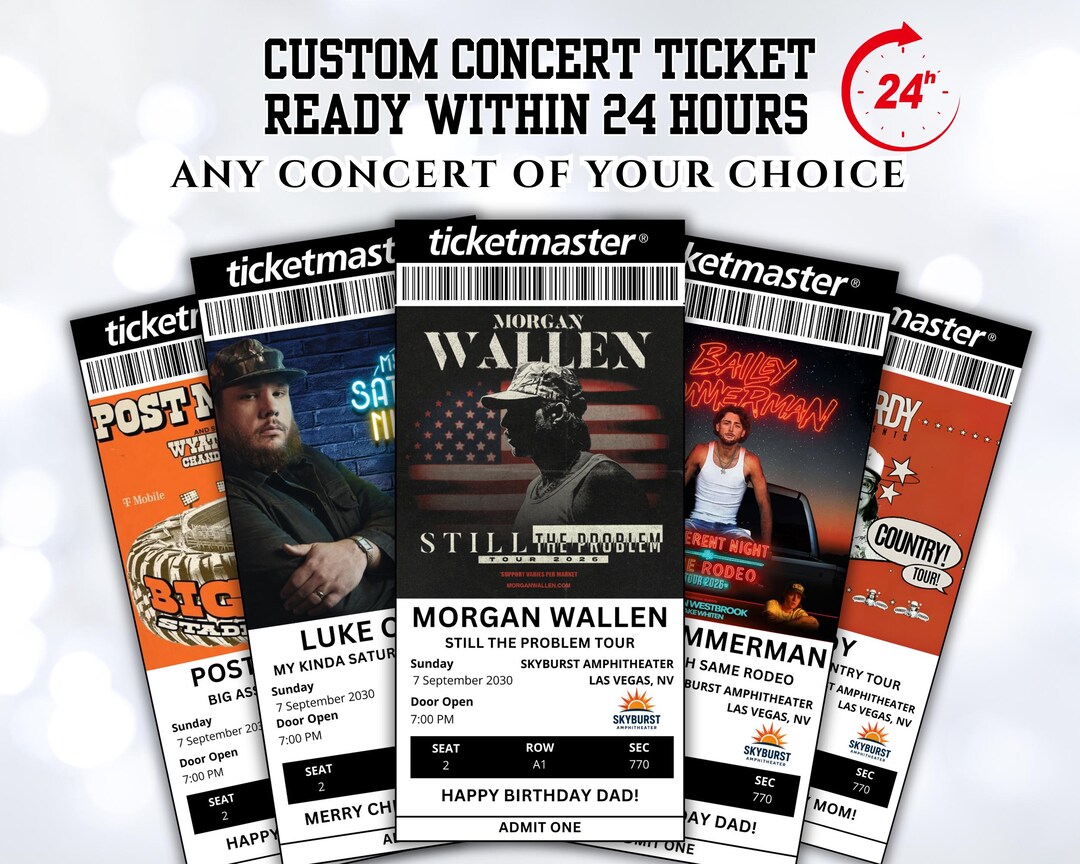 Custom Concert Tickets, Printable Ticket, Digital Custom Personalized ...