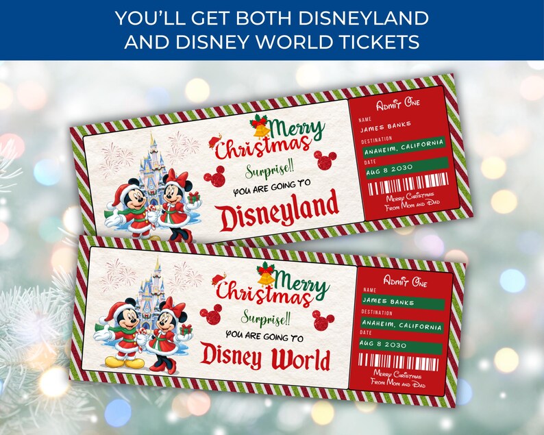Editable Disneyland Ticket, Disneyworld Ticket, Surprise Reveal ...