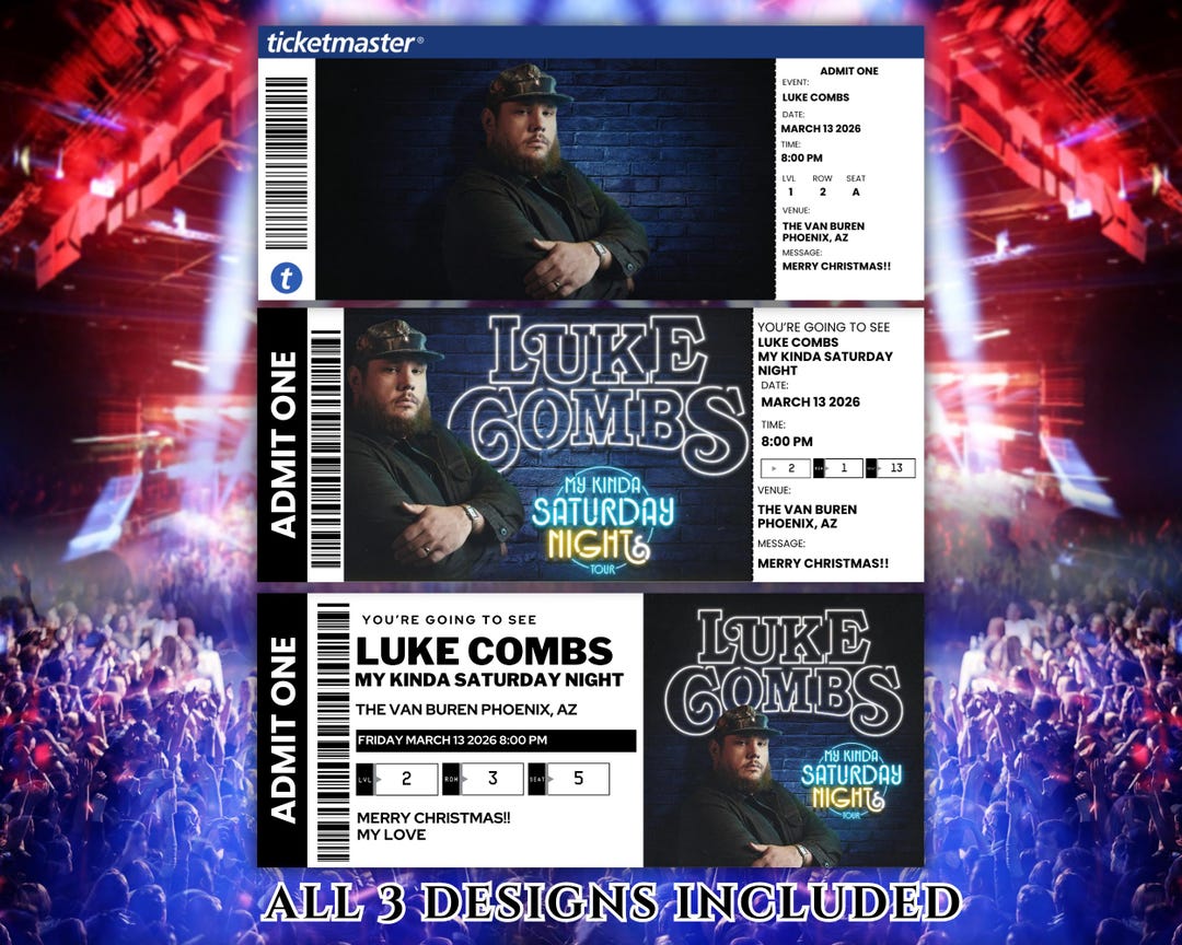 Editable Luke Combs Tour Ticket, Tour Ticket, Luke Combs My Kinda ...