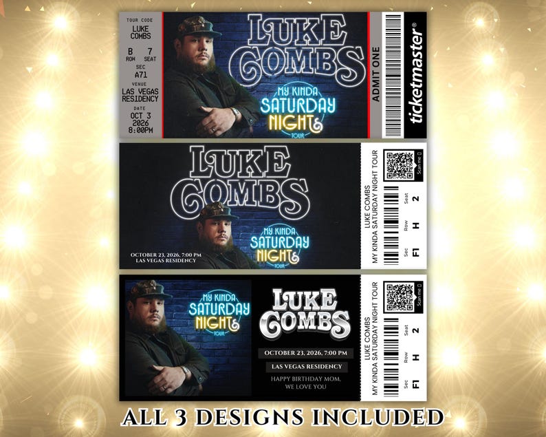 Editable Luke Combs Tour Ticket, Tour Ticket, Luke Combs My Kinda ...