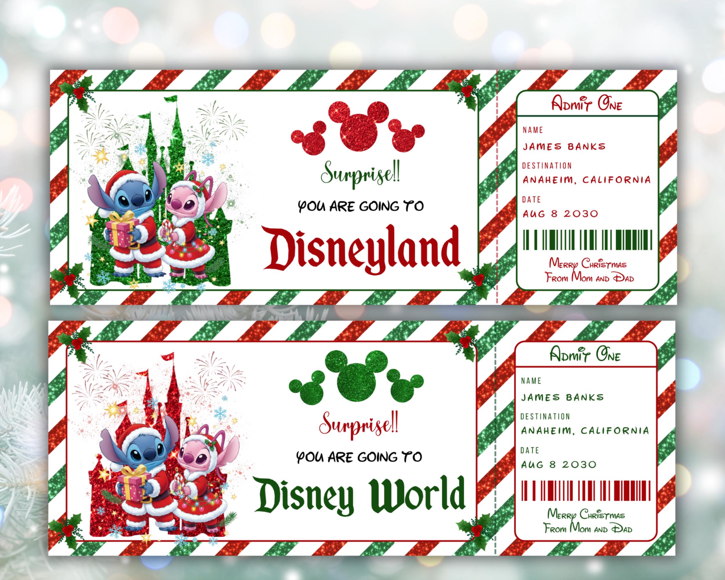 Editable Christmas Disneyland Ticket, Stitch Disneyworld Ticket ...