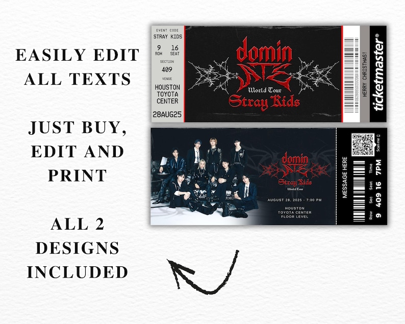 Personalized Stray Kids Dominate Concert Ticket, Dominate World Tour ...