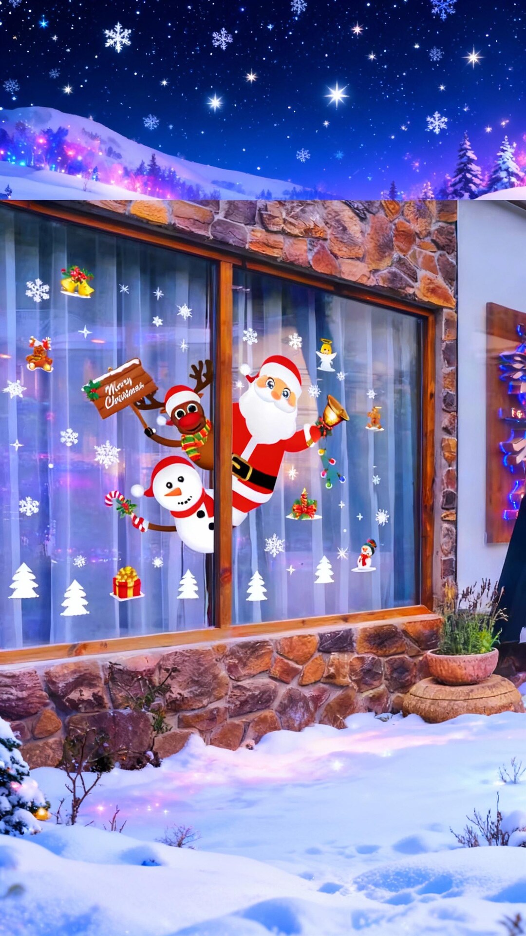 Christmas Window Stickers – Santa Claus, Reindeer & Snowman | Xmas ...