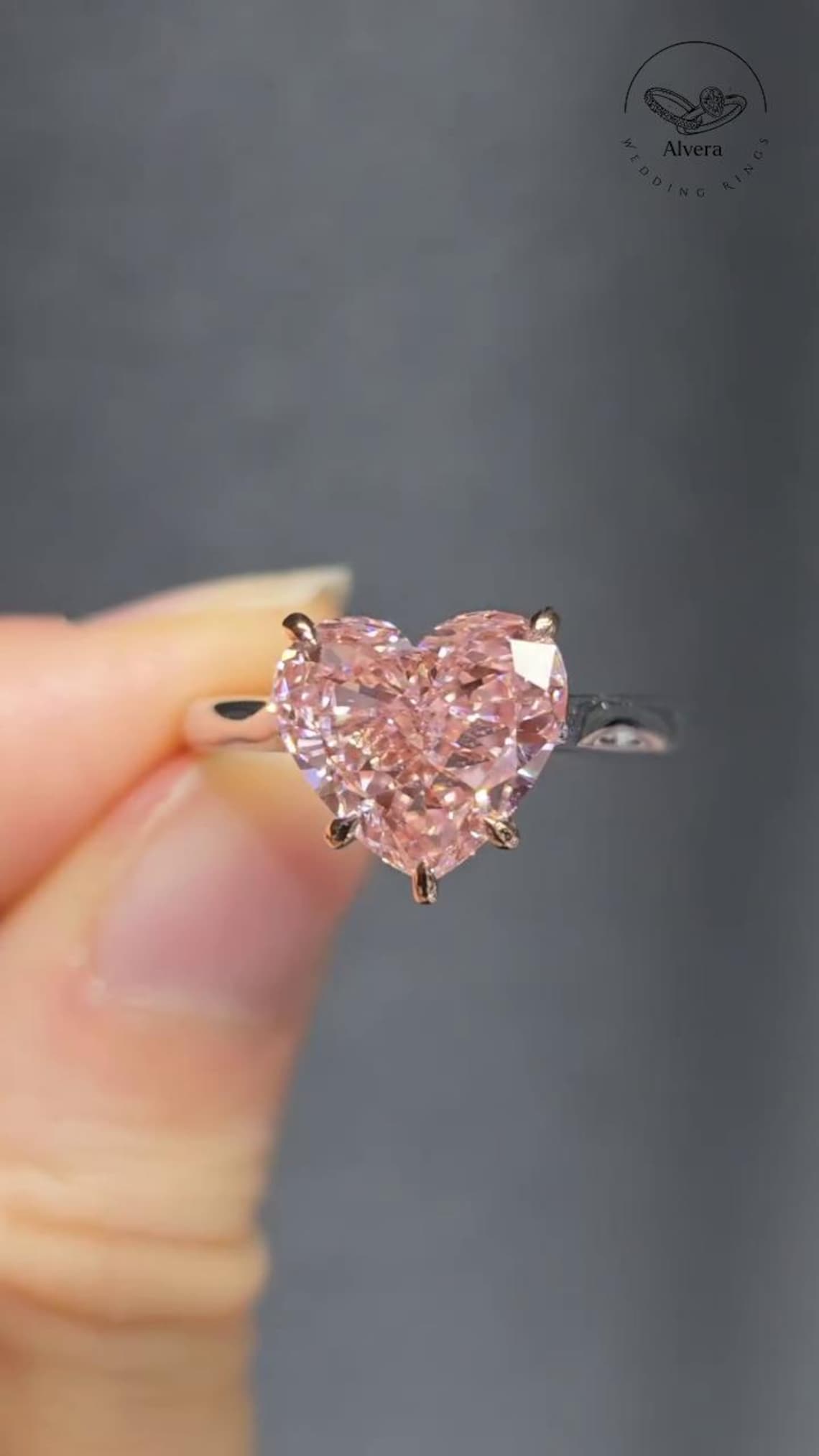 3 CT Heart Cut Pink Lab Grown Diamond Ring | Solitaire Engagement Ring ...
