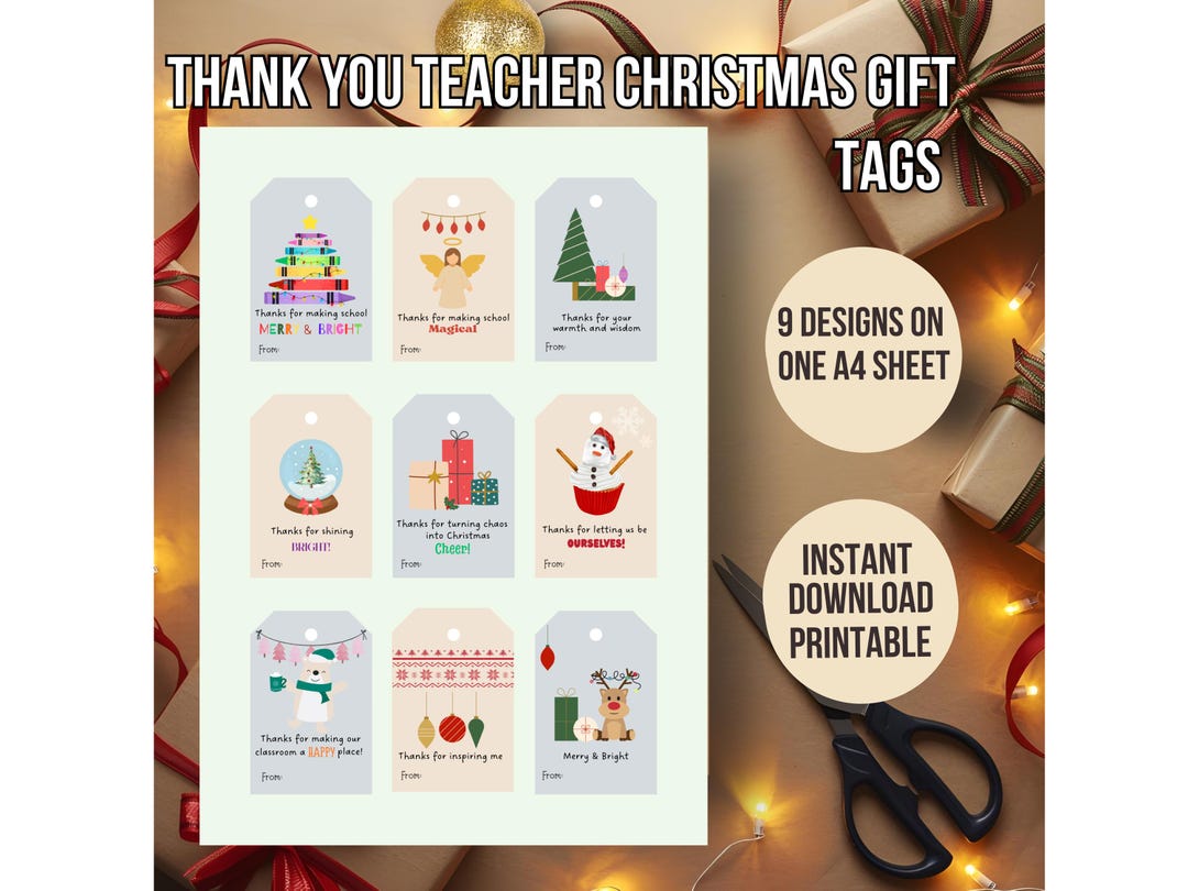 Teacher Gift Tags - Printable Thank You Tags - Appreciation Gift ...