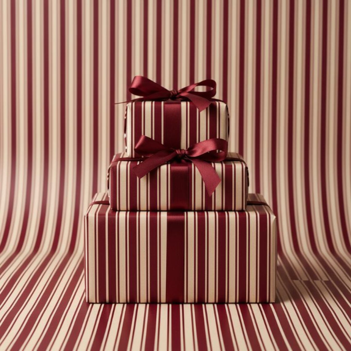 Vintage Burgundy Stripe Wrapping Paper Luxury Gift Wrap Classic Gift ...