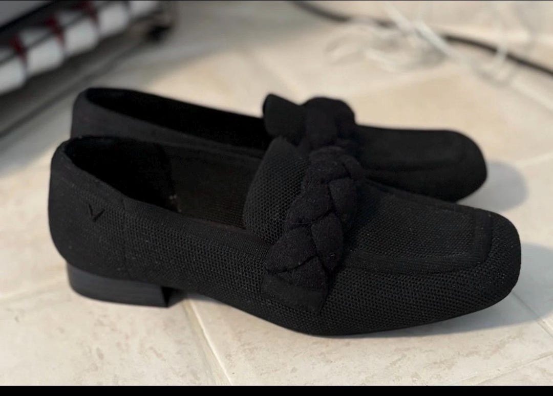 Vivaia Womens 39.5 / 8.5 Caitlin Square Toe Knot Loafers Black Slip on ...