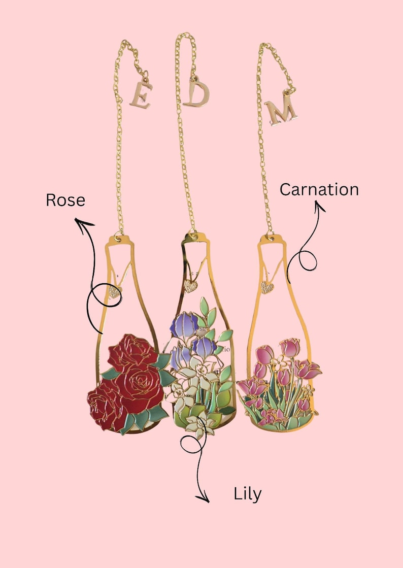 Personalized Floral Metal Bookmark With Custom Initial for Book Lovers ...