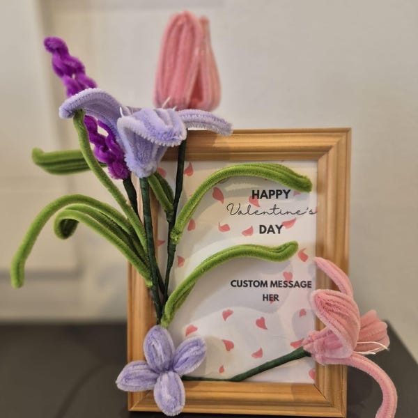 Fuzzy Wire Bouquet With Frame - Etsy