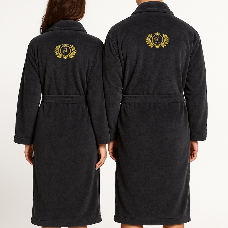 Luxury Embroidered Monogram Robe – Personalized Initial Bathrobe, Gold ...