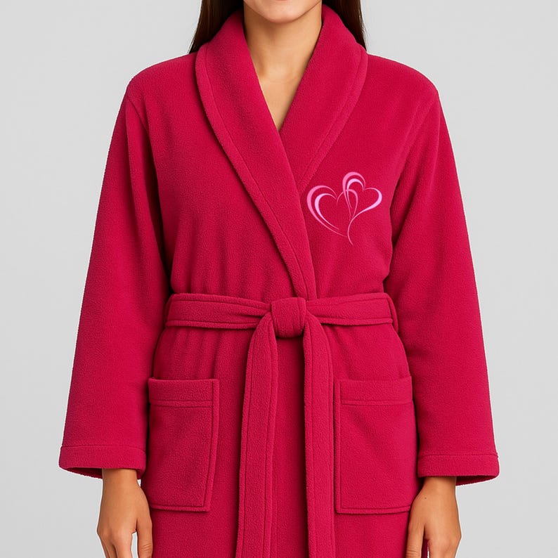 Embroidered Heart Robe Set Couple Bathrobes His and Hers Matching Robes ...