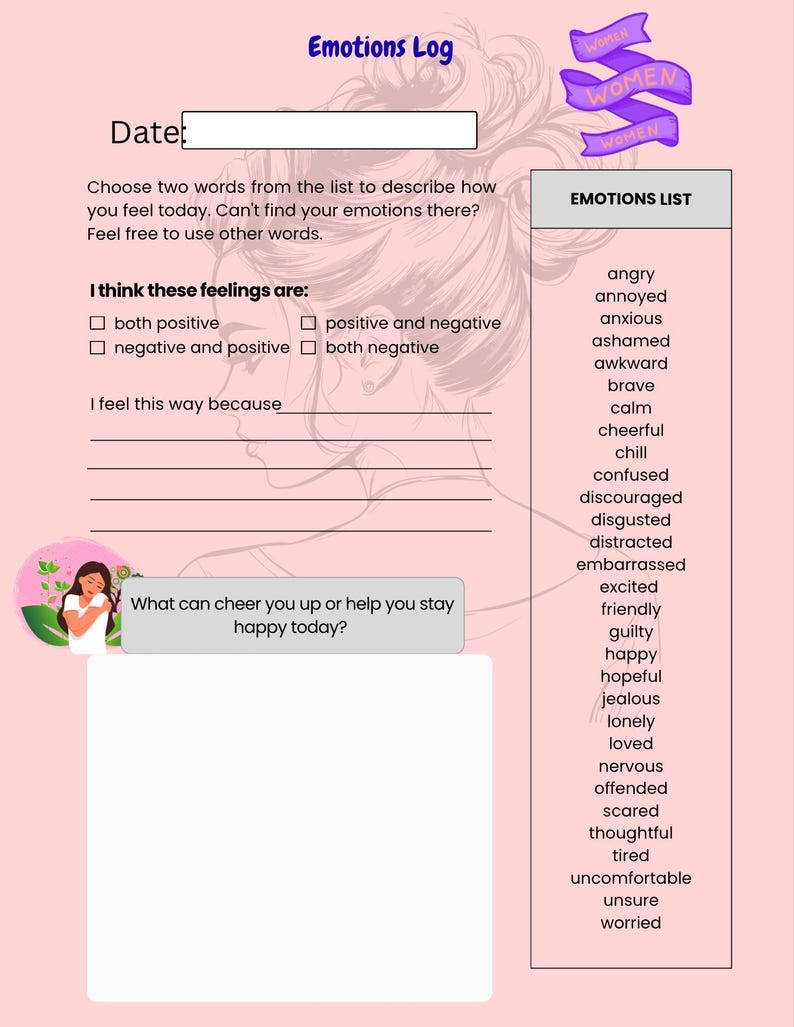 Emotion Log Printable Digital Product - Etsy