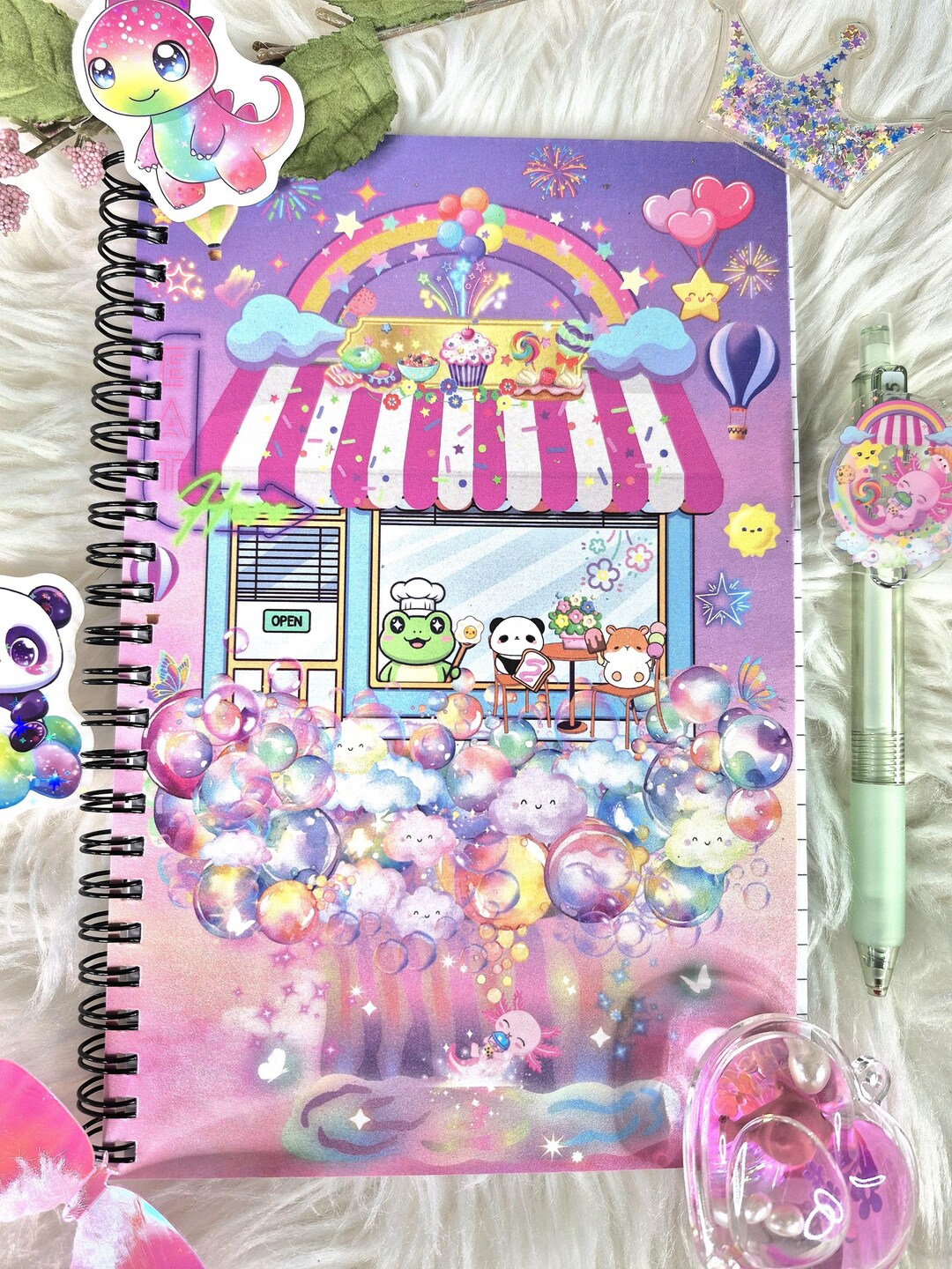 Kawaii Cafe Spiral Notebook | 80 Page College Ruled Journal | Pearl ...