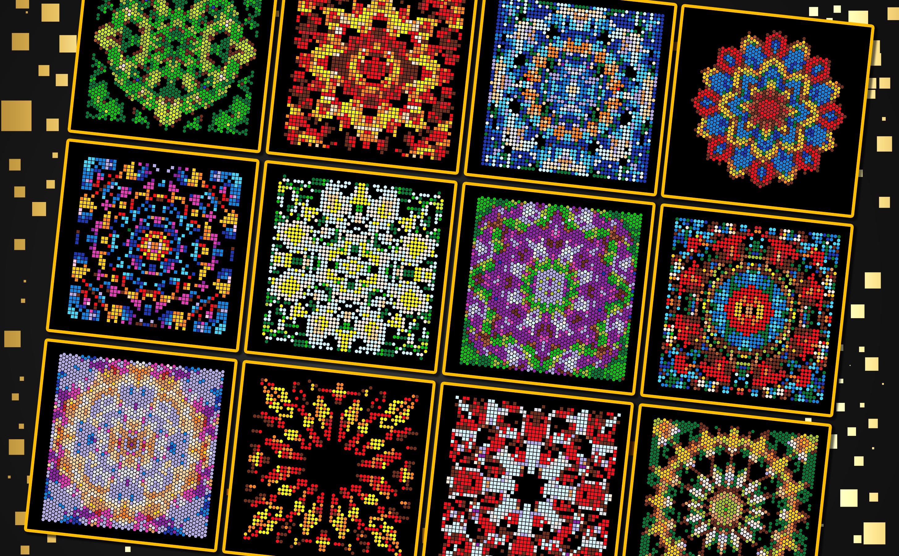 100 Mystery Mandalas Color by Number • 3-in-1 Mosaic Pixel Art on Black ...