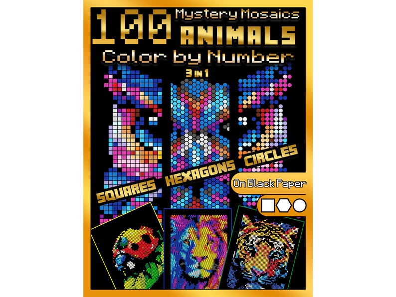 100 Mystery Mosaics Color by Number | Animal Pixel Art Coloring Book ...