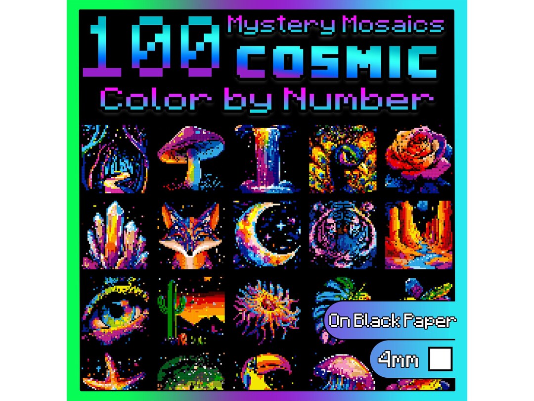 100 Color by Number Cosmic Nature | Mystery Mosaics Pixel Art | Space ...