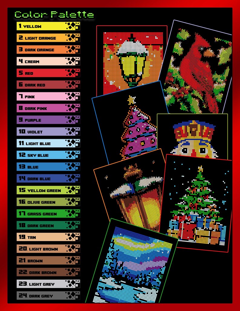 100 Mystery Mosaics Color by Number Christmas Edition | Holiday Pixel ...