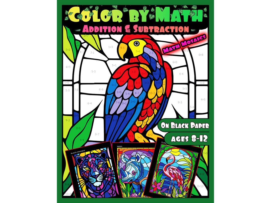 Color by Math | Addition & Subtraction Mosaics | Kids Jungle Animals ...