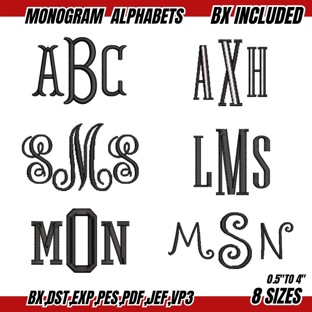 BX Monogram Embroidery Designs, Modern Fishtail Monogram Machine ...