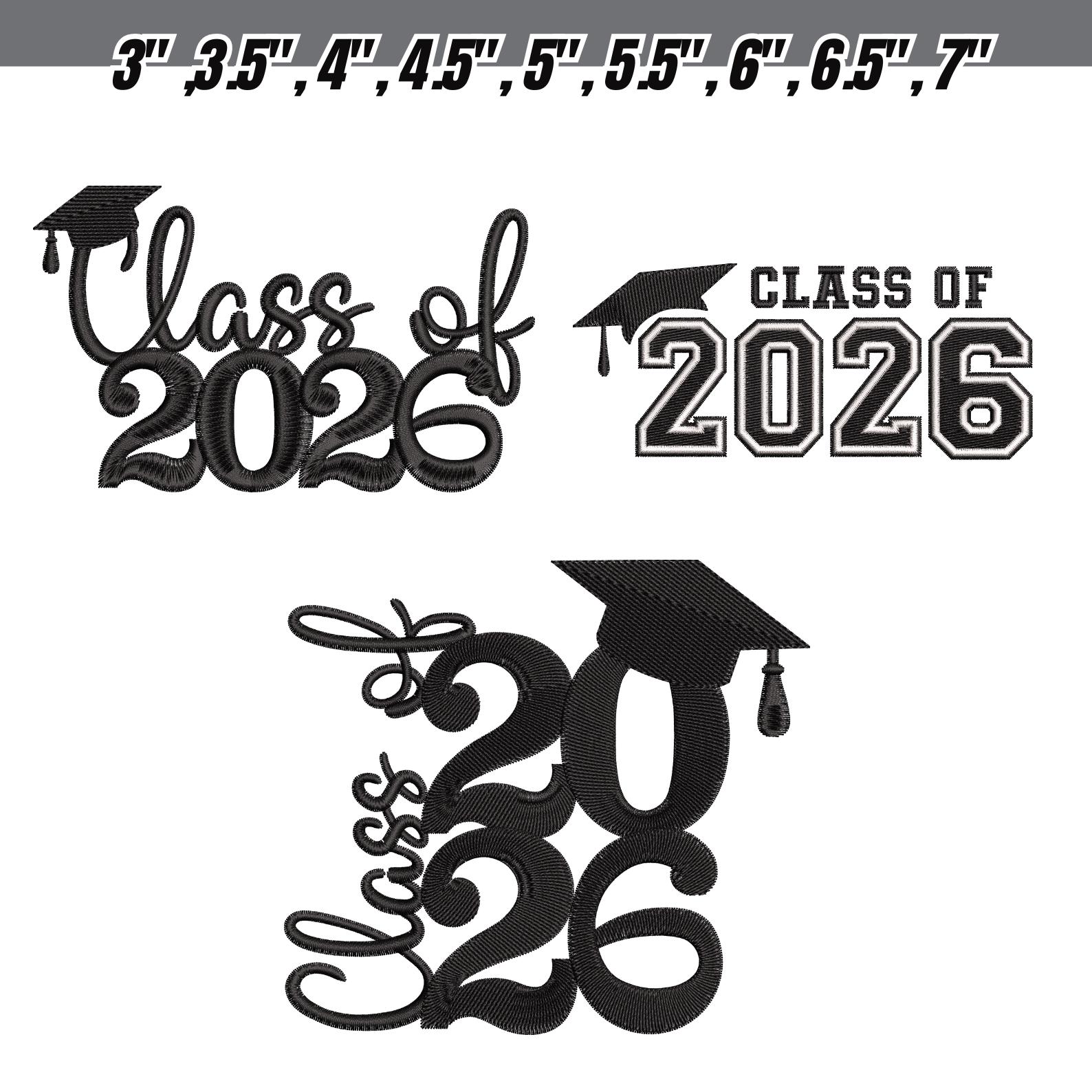 2026 Graduation Cap Embroidery Designs, Satin Stitch (instant Download ...