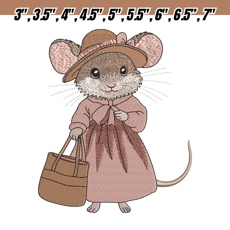 Mouse With Flower Machine Embroidery Design, Cute Mouse Embroidery File ...