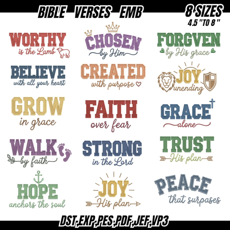 Bible Verses Embroidery Design, Christian Religious Quotes (instant ...