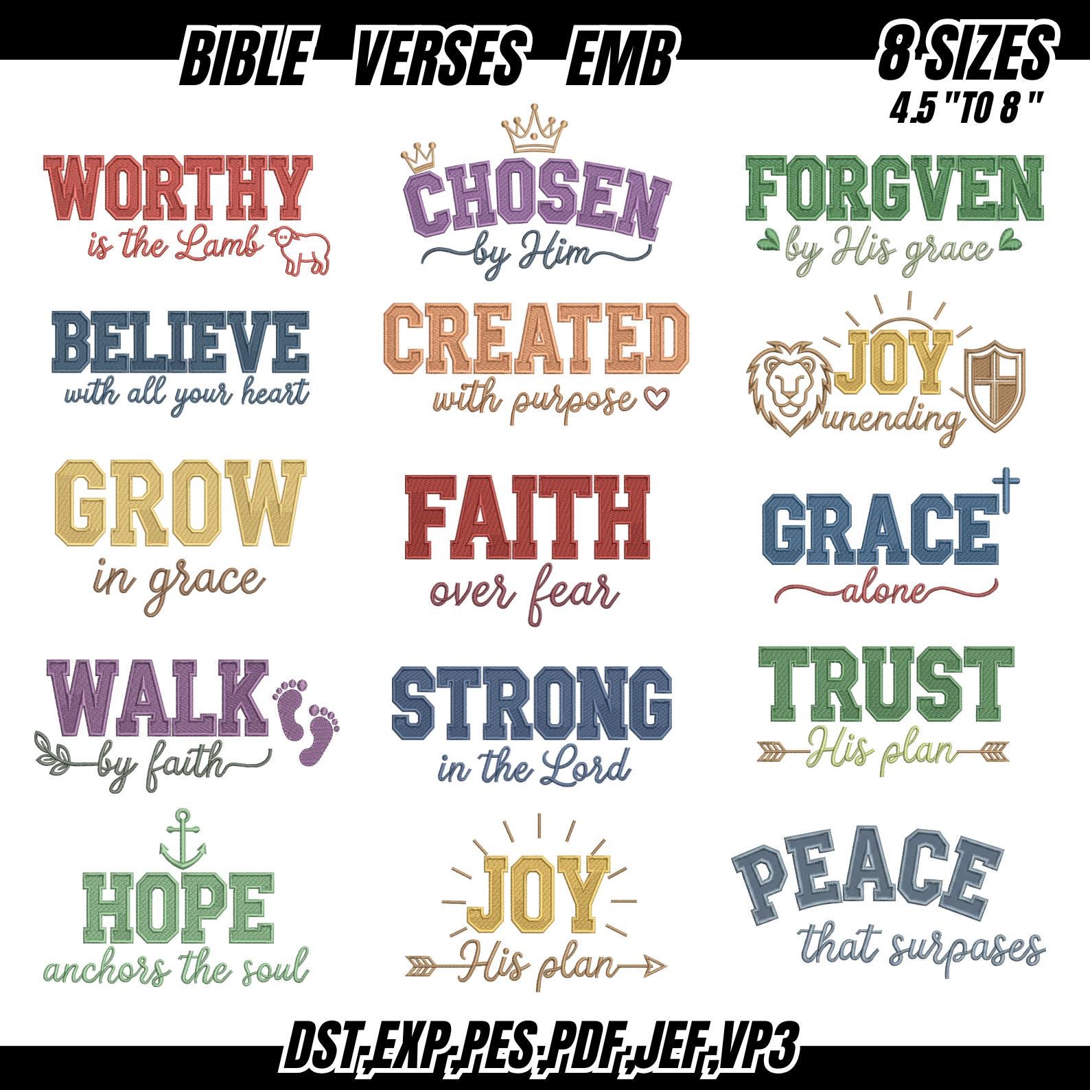 Bible Verses Embroidery Design, Christian Religious Quotes (instant ...