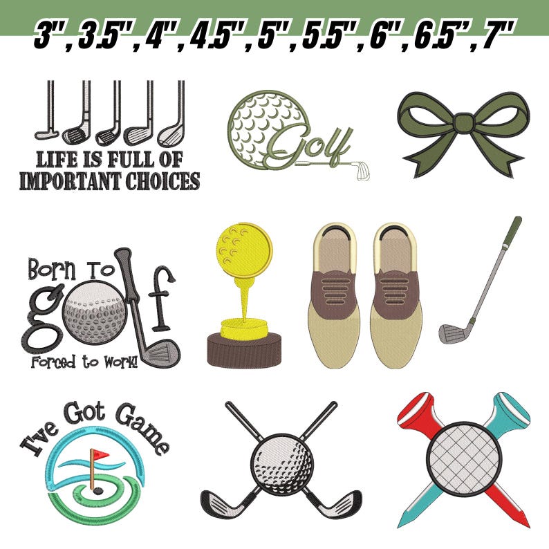 Mini Golf Embroidery Designs Set, Golf Ball Embroidery File, Mini Golf ...