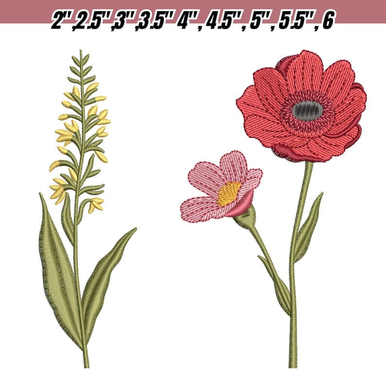 Floral Machine Embroidery Design Bundle, Mini Flower Designs, Satin ...