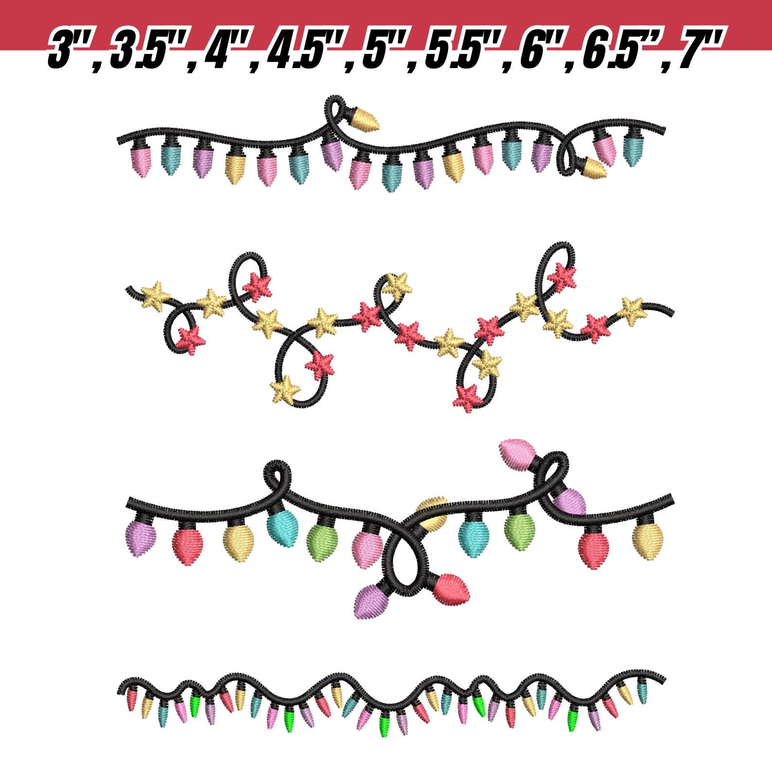 Christmas Lights Embroidery Designs, Garlands, Borders (digital ...